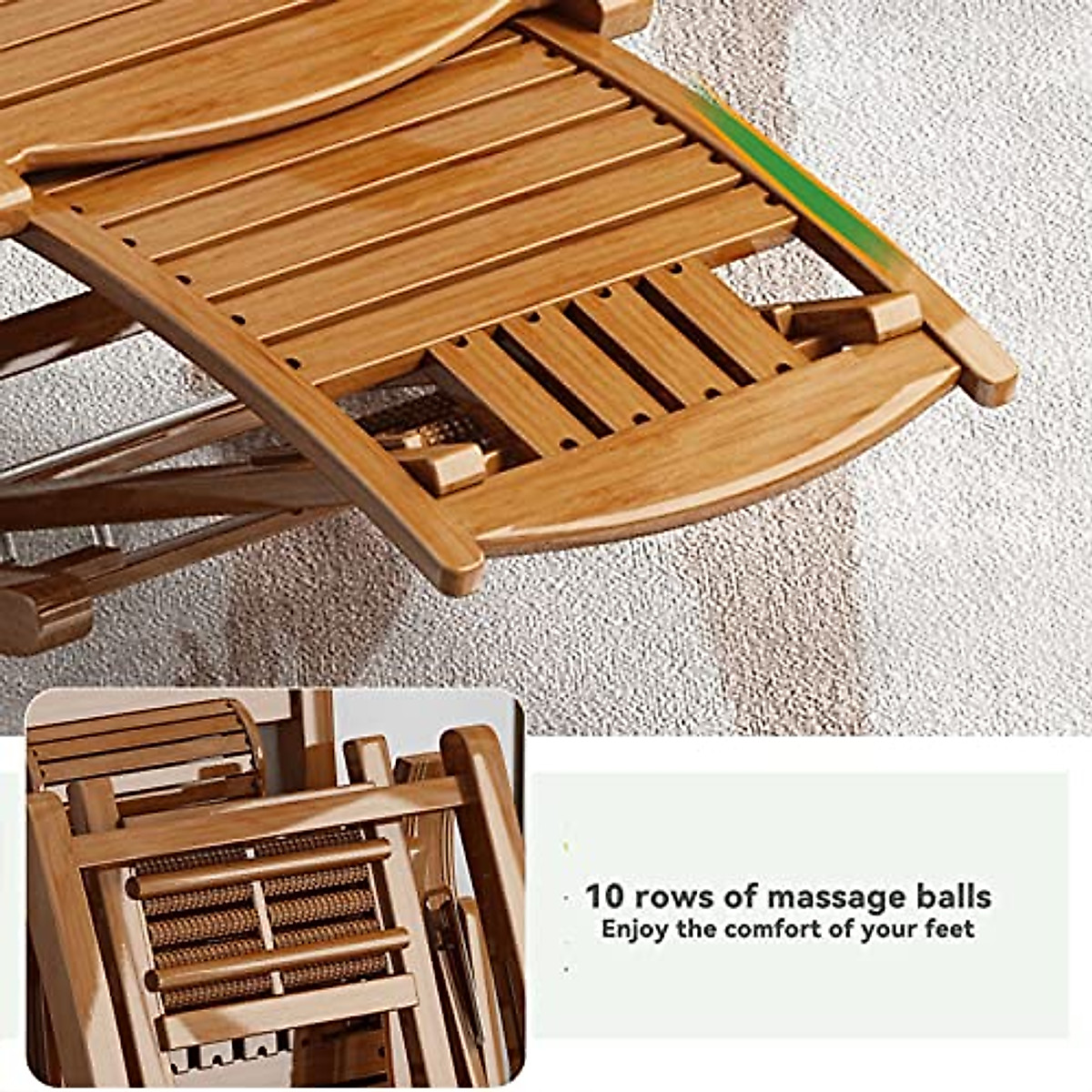 Lounge Chair, Sun Lounger Rocking Chairs for Adults Wood with Extra Thick Padded Adult Easy Chair Bamboo Balcony Lounge Chair Foldable Load-Bearing 200kg