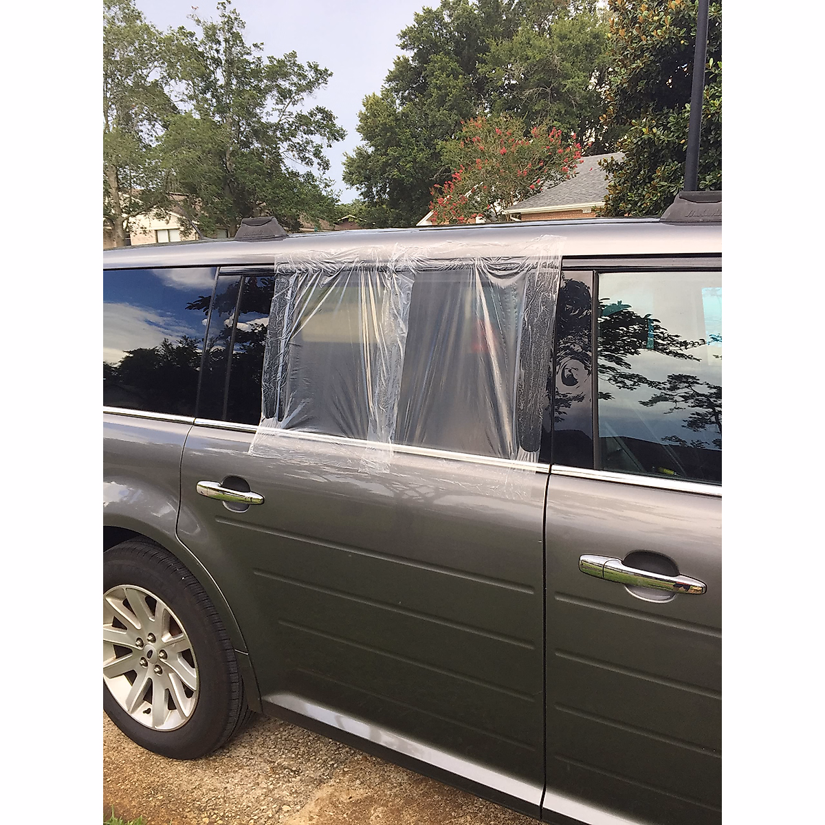 Big Tape Window Plastic Film (FBA) – 12 Feet XL Roll of Plastic for Windows – 17.5 Inch Wide Car Tape for Broken Windows – Waterproof, No Sticky Residue – Easy DIY Installation