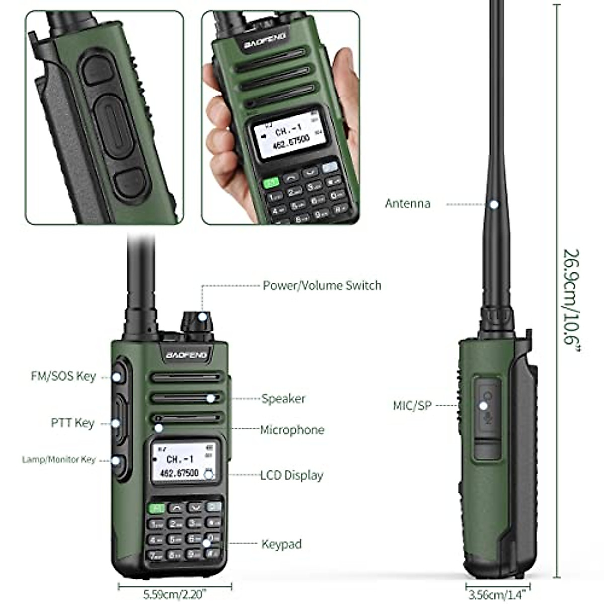 BAOFENG GM-15 Pro GMRS Radio(Upgrade of UV-5R) Handheld Radio,NOAA Weather Receiver & Scan Radio,GMRS Repeater Capable, Rechargeable Long Range Two Way Radio with USB-C Charger