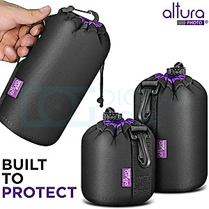 Altura Photo (3 Pack) Thick Protective Neoprene Pouch Set for DSLR Camera Lens (Canon, Nikon, Pentax, Sony, Tamron, Sigma, Olympus, Panasonic, Fuji) - Includes: Small, Medium and Large Pouches