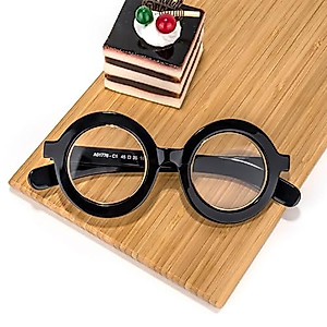 Zeelool Retro Thick Round Eyeglasses Frame for Women Men Non-prescription Clear Lens Calhoun ZOA01776-01 Black