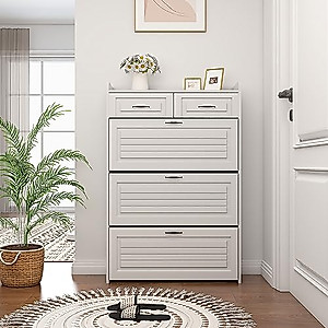 HANLIVES Shoe Cabinet for Entryway, White Narrow Shoe Storage Organizer with 3 Doors 2 Drawers,Flip Down Shoe Rack Wood 4 Tier Shoe Storage Cabinet for Hallway, Living Room,Home and Apartment