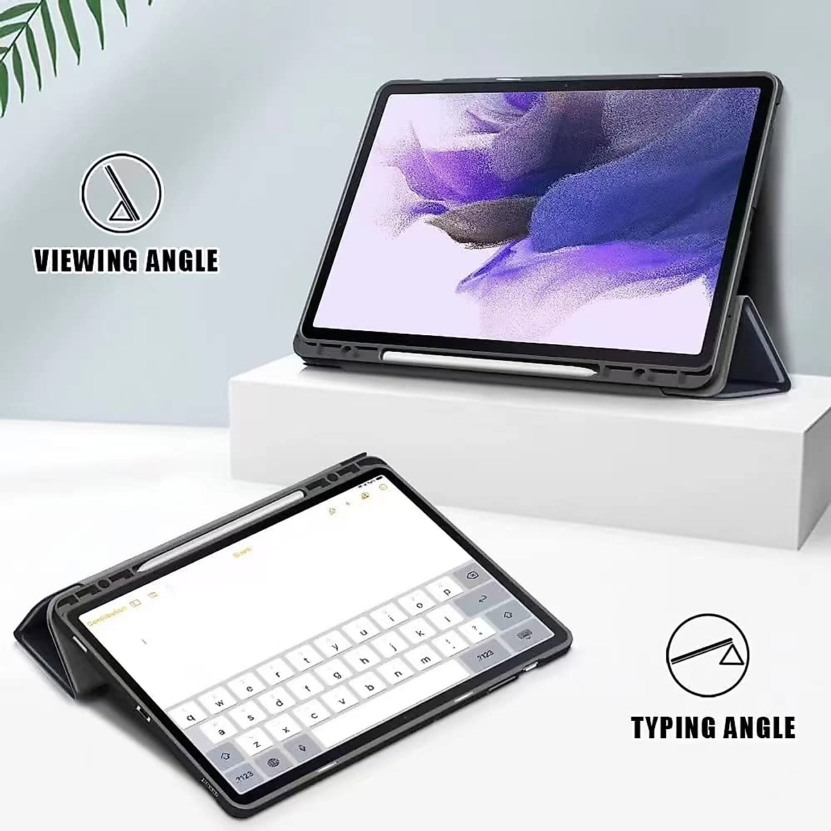 KuRoKo Samsung Galaxy Tab S8 Ultra 14.6 Inch Tablet Case with Pen Holder- Ultra Slim TPU Backshell Folio Stand Cover for Galaxy Tab S8 Ultra 14.6(SM-X900/ X906) (Black)