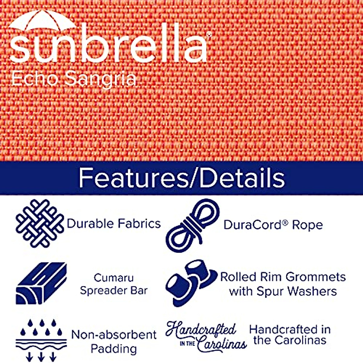 Hatteras Hammocks Echo Sangria Sunbrella Tufted Single Swing, 350 LB Weight Capacity, Handcrafted in The USA, Perfect for Indoor or Outdoor Use