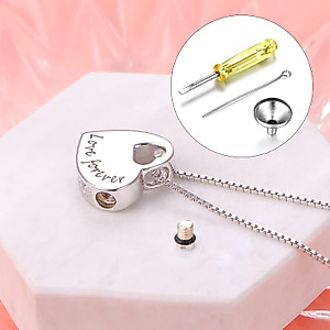 JZMSJF S925 Sterling Silver Urn Necklace for Ashes Heart Pendant Love Forever Cremation Keepsake Jewelry for Women