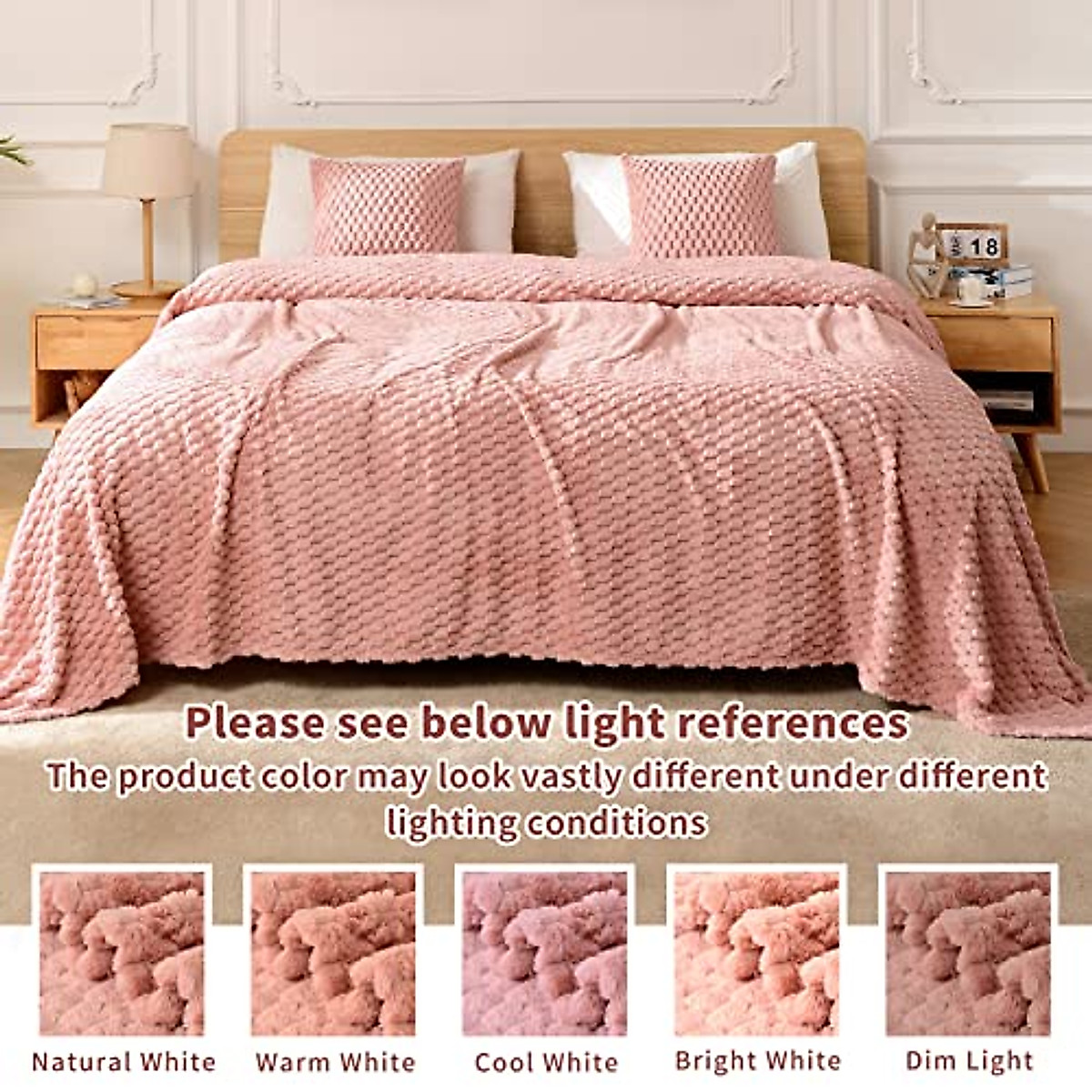 FY FIBER HOUSE Fleece Throw Blanket for Couch 300GMS Super Soft Plush Fuzzy Blankets Lap Blanket for Office Sofa, 50x60 Inches, Pink