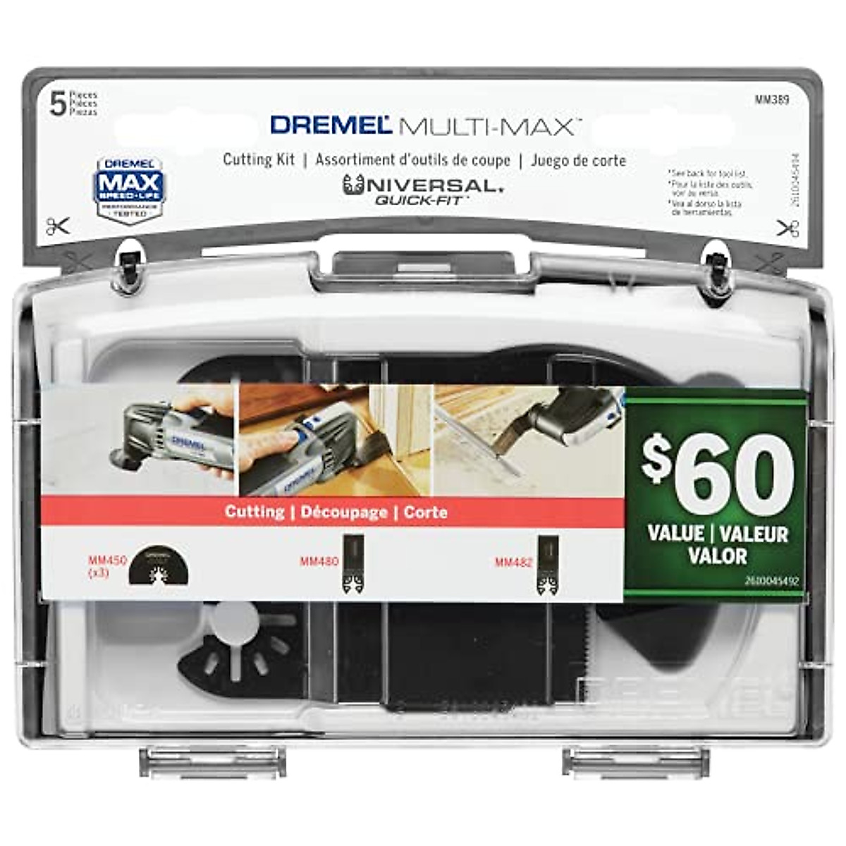 Dremel MM389 5-Piece Oscillating Tool Cutting Blade Assortment Kit- Perfect Cutter For Wood, Metal, Plastics, Drywall, and More,Black