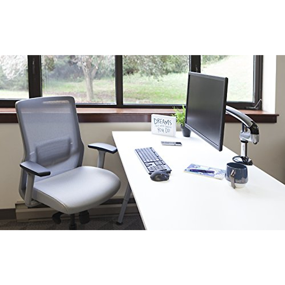 Ergotech Heavy Duty Freedom Arm, Includes Single Aluminum Heavy Duty Articulating Arm, 20-30.8 lbs. Weight Capacity, Suitable for Monitors up to 27 inches, VESA Compatible 75×75, 100×100, Silver