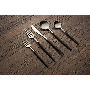 CAMBRIDGE Silversmiths Sojourn Black Satin 20-Piece Flatware Set, Service for 4