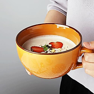ramen bowl set,fruit bowl,ramen bowl,large serving bowls,Coffee Cup Soup Mug Ith Lid & Handle Salad Bowls for Cereal Milk Dessert Oatmeal Ramen Bowls,Microwave Safe-E-700ml/23.6oz (Color : C, Size :