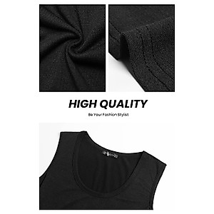 PRETTYGARDEN Women’s Summer Sleeveless Tank Jumpsuits High Waist Low Cut Casual Scoop Neck Fit And Flare Long Pants Rompers(Black, Large)