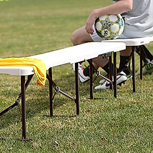 Lifetime 80843, 2 Pack, Light Commercial 6-Foot Fold-in-Half Bench, Almond