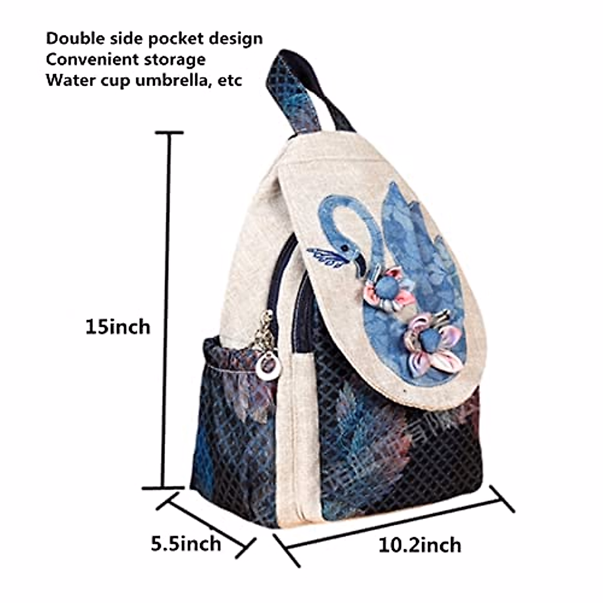 HUANGGUOSHU Backpack Purse for Women - Boho Style Small Convertible Sling Bag with Woven and Mushroom Design - Perfect Mini Backpack for Fashionable Hippie Ladies Peacock