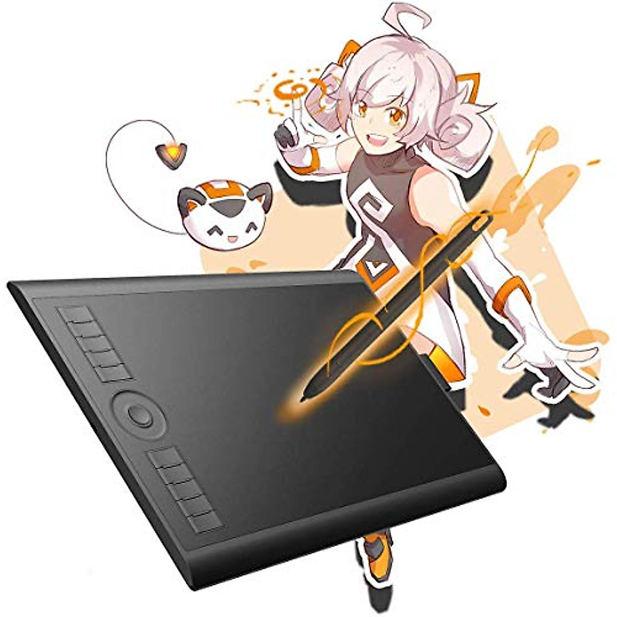 GAOMON M10K 10 x 6.25 Inches Graphic Drawing Tablet with 8192 Levels Battery-Free Stylus and 10 Customizable Hot-Keys for Digital Drawing & OSU & Online Teaching-for Mac&Windows