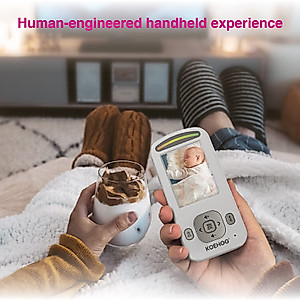 Video Baby Monitor, Slim Handheld, Non-Slip Design, 2.4" Vertical Screen Monitor & 2 Camera, Range up to 1000ft, 18 Hour Battery Life, 2-Way Talk, Night Vision, Temperature Monitor, No WiFi.