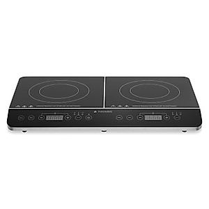 Navaris Double Induction Cooktop - Portable Dual Countertop Electric Stove Burner Cook-Top Hot Plate with 2 Hobs for Cooking - 24 x 14 x 3 Inches