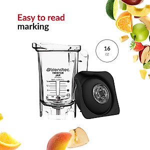 Blendtec 37 oz Twister Jar Commercial Grade, Spectacula Spatula and Mini Gripper Lid - Replacement Blender Jar Set for Shakes, Smoothies, and Thick Blends - 16 oz Blending Capacity