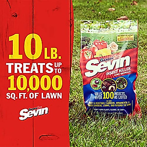 Sevin 100530128 GardenTech Insect Killer Lawn Granules, 10 Pound, White