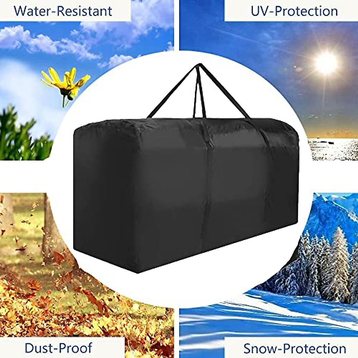 Aurragiy Patio Cushion Storage Bag Extra Large Oxford Fabric Outdoor Cushion Bag Waterproof Resistant Outdoor Zippered Storage Bags for Furniture Cushions 68" L x 30" W x 20" H (Black)