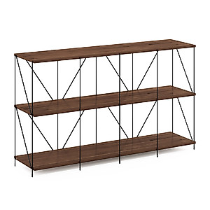 Furinno Besi 4 x 2 Multipurpose Shelf Display Rack with Metal Frame, Walnut Cove