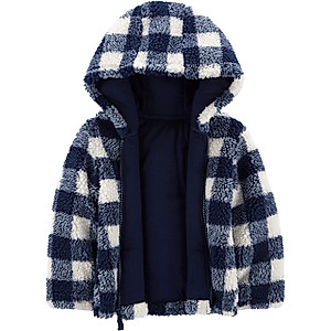 Simple Joys by Carter's Baby Hooded Sherpa Jacket, Navy/Ivory, 5T