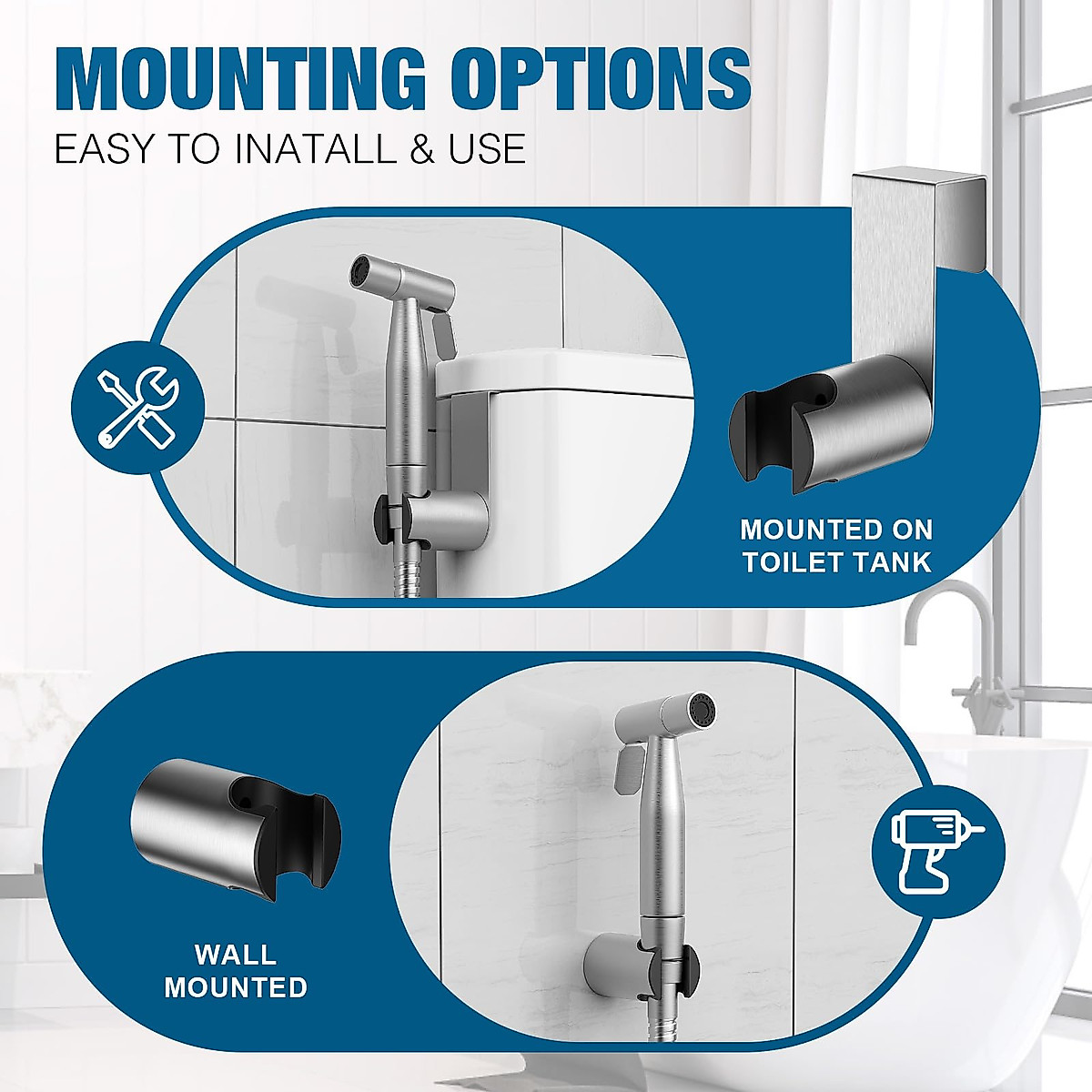 FREDI Bidet Sprayer for Toilet, Bidet Sprayer, Toilet Faucet, Jet Spray for Toilet, Muslim Shower, Toilet Sprayer, Ducha para Toilet(2 Pack, Brushed Nickel)