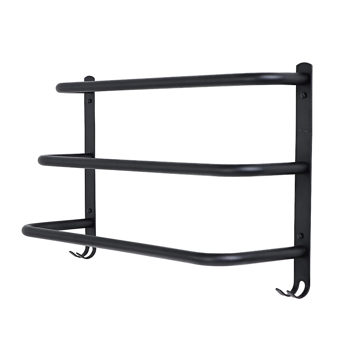 7Penn Bath Towel Bar - Stainless Steel Matte Black 3-Tiered Ladder Wall Mounted Bathroom Towel Rack with Hanging Hooks