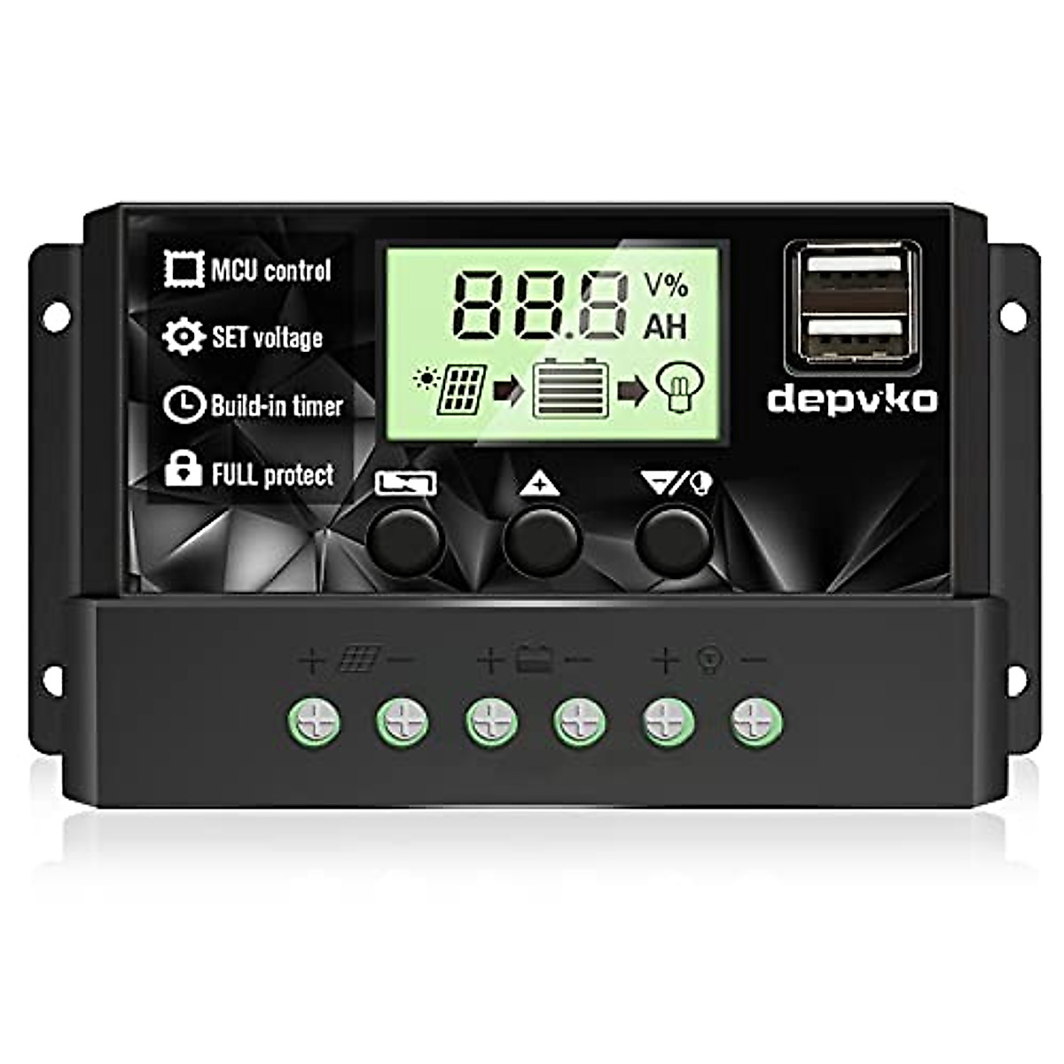 [2022 Upgraded] 2Pcs 30A Solar Charge Controller, 12V/ 24V Solar Panel Regulator with Adjustable LCD Display Dual USB Port Timer Setting PWM Auto Parameter