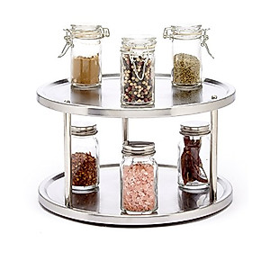 Sagler 2 Tier Lazy Susan Turntable 360-degree Lazy Susan Organizer use for a Spice Organizer or Kitchen Cabinet Organizers Stain-Resistant
