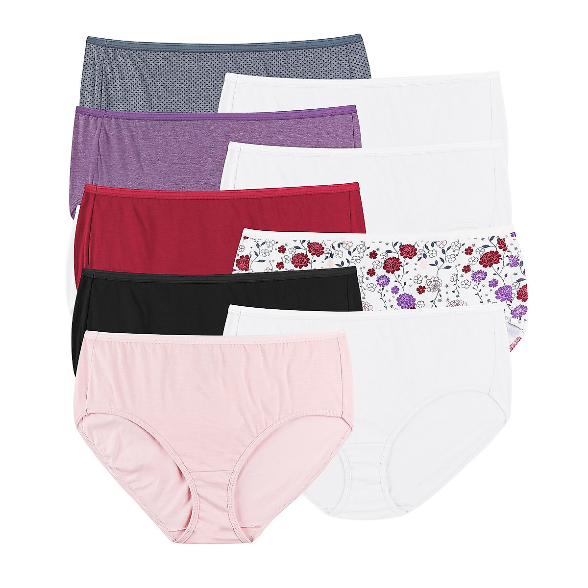 Hanes Women's Plus Size Cool Comfort Cotton Brief 10-Pack, Assorted, 12