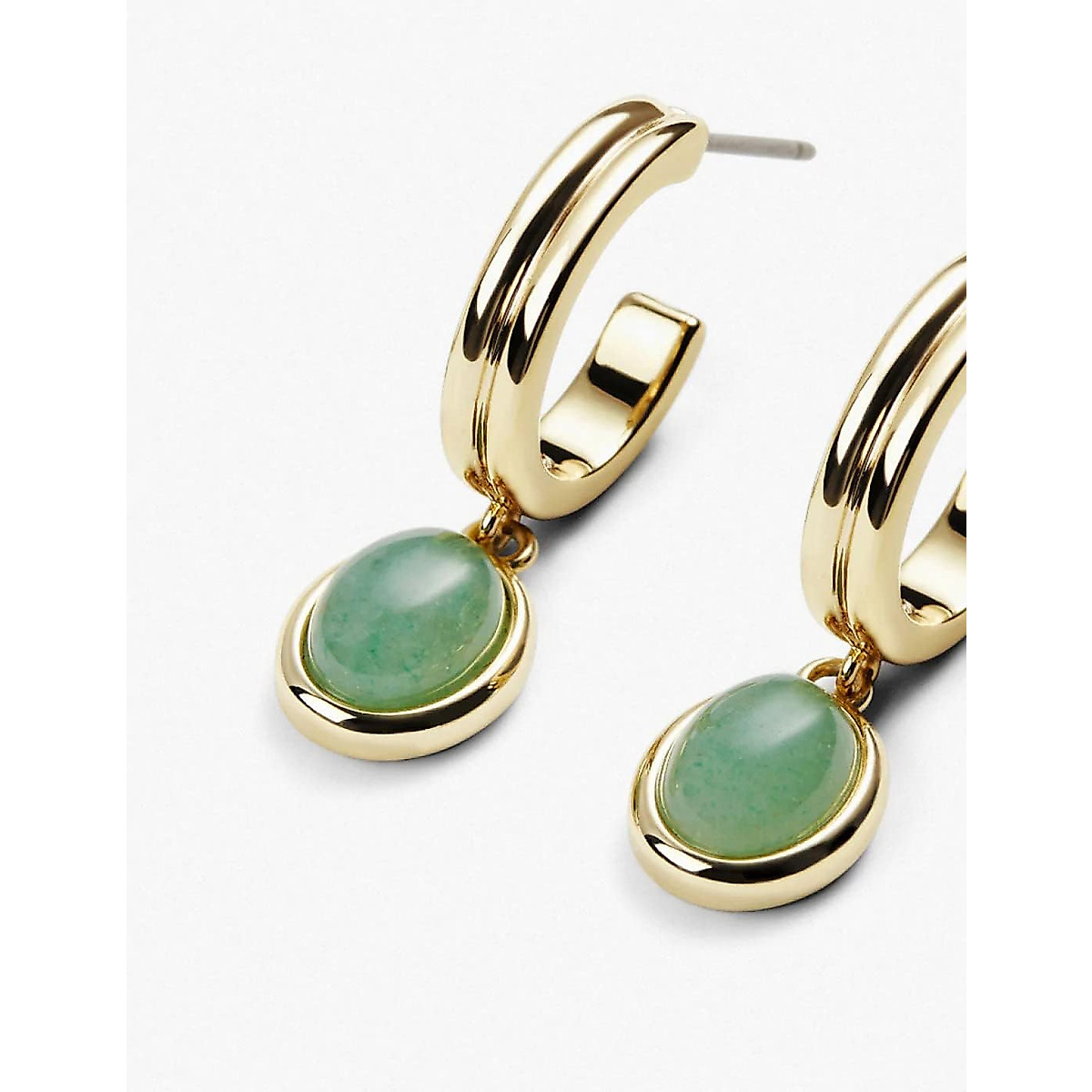 Moonffay 18k Gold Dangle Earrings for Women Fashion Natural Green Jade Stone Oval Earrings Jewelry Wedding Guest Crystla Formal Earrings