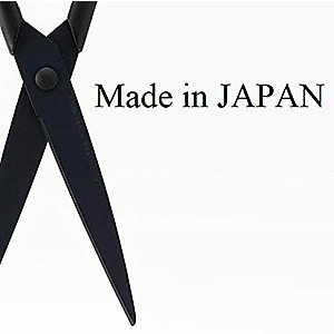 ALLEX Black Scissors All Purpose Sharp Japanese Stainless Steel Blade, Non-Sticking Fluorine Coating Blade for Adhesive Tape, Made in JAPAN