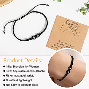 Initial Bracelet for Men Women Letter Charm Couples Bracelets Handmade Gift for Bf and Gf Custom Personal Jewelry Bracelet Birthday Anniversary Gifts for Men Women