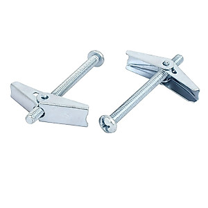 uxcell 1/4-inch x 3-inch Male Thread Spring Loaded Hollow Wall Round Head Toggle Bolt 10pcs