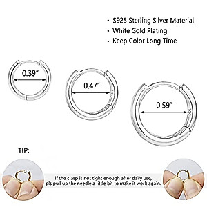 14K Gold Small Huggie Hoop Earrings for Women 925 Sterling Silver Hypoallergenic Cartilage Huggie Hoops Earrings for Men（3 Pairs）
