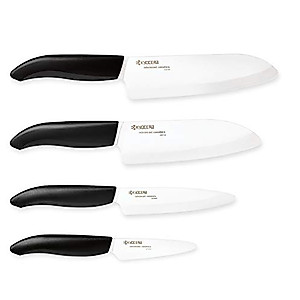 Kyocera - KB5PC-FKWHBK-U-BK Kyocera Revolution Universal Knife Block Set, Blade Sizes: 7", 5.5", 4.5", 3", White