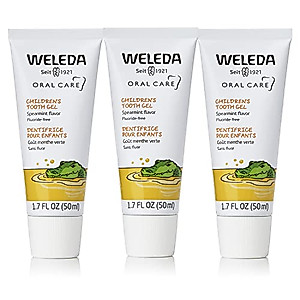 Weleda Oral Care Children's Tooth Gel, 1.7 Fluid Ounce (Pack of 3), Fluoride Free, Spearmint Flavor, Plant Rich Toothpaste with Calendula, Silica and Fennel
