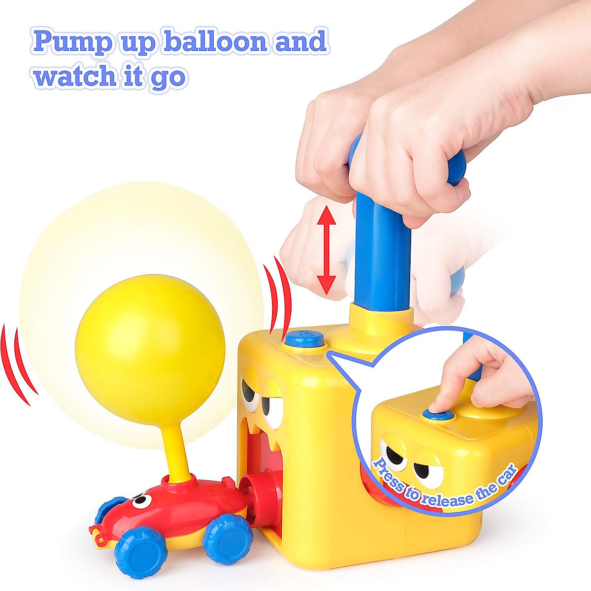 Vanmor Power Balloon Car Toy for Kids, Children Inertial Balloon Powered Car Science Intelligence Education Toy, DIY Inflatable STEM Balloon Pump Cars Racer Kit Gift for Boys Girls
