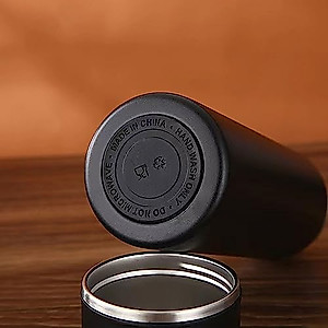 Insulated Water Bottle with Cup Travel Coffee Mug with Handle Stainless Steel Tumblers Thermos for Hot and Cold Drinks Water Flask 17 oz/500ml Black