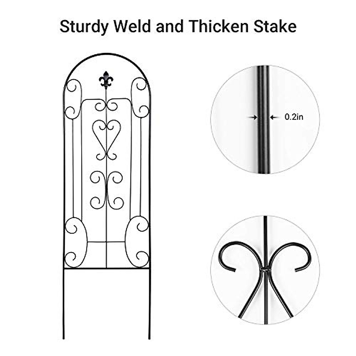 Amagabeli 2 Pack Garden Trellis for Climbing Plants 60" x 18" Black Iron Potted Support Vines Metal Wire Plant Trellis for Climbing Vegetables Flower Patio Roses Cucumbers Clematis Pots Supports GT05