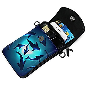 MAPOLO Underwater Sharks Small Crossbody Bag Cell Phone Purse Wallet for Women Girls
