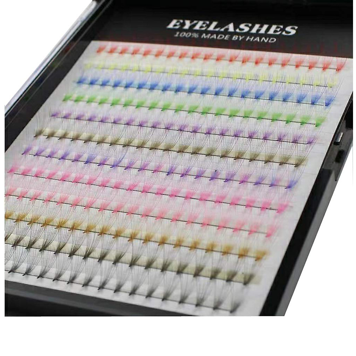 12Rows 240Pcs 10D Colorful Individual Premade Fans False Eyelashes Mixed 12 Colors Volume Eye Lashes Extensions Makeup Cluster Eyelashes 8/10/12/13/14/15/16mm Available(12MM)