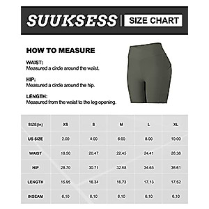 SUUKSESS Women Cross Waist Workout Shorts with Pockets Ribbed High Waisted Booty Biker Shorts (#1 Black, M)