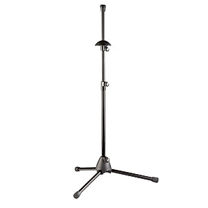 K&M - Konig & Meyer 14985.000.55 Trombone Stand - Industry Standard Fits Trombones and Marching Baritone Horns - Sturdy Folding Leg Base - Professional Grade for all Musicians - German Made - Black
