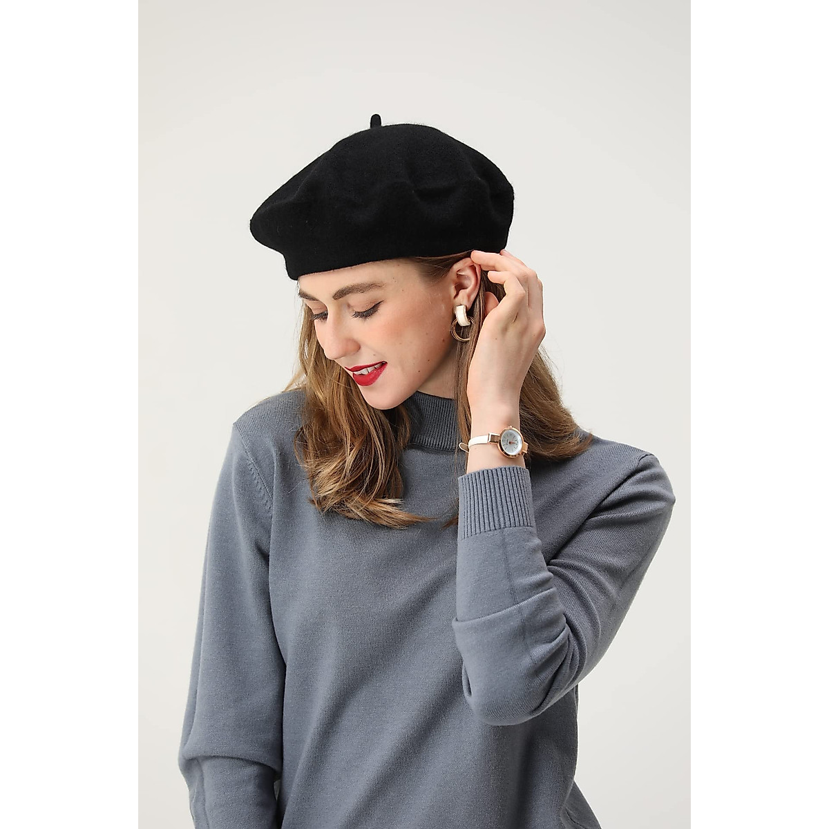 BEYLRZID French Beret-Classic Wool Beret Solid Color Womens Beret Cap Hat