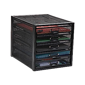 Mind Reader File Storage Drawers, Desk Organizer, Multi-Purpose, Crafts, Office, Metal Mesh, 11"L x 14"W x 11"H, Black, 5 Drawer