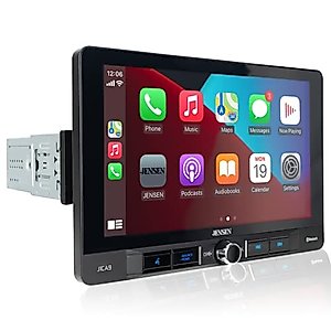 JENSEN J1CA9 9-inch Certified Apple CarPlay Android Auto | Single DIN Touchscreen Car Stereo Radio | Bluetooth Hands Free Calling & Music Streaming | Backup Camera Input | USB Playback & Charging
