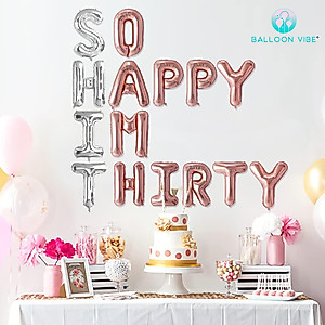 Funny 30th Birthday Decorations for Him and Her - So Happy IM 30 Phrase Letter Balloons Birthday Banner - 16” Balloon Letters Foil Balloons for Happy Birthday Décor - Dirty 30 Birthday Balloons