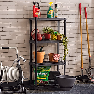 IRIS USA 4-Tier Shelving Unit, 48" Fixed Height, Medium Storage Organizer for Home, Garage, Basement, Shed and Laundry Room, 24"W x 12"D x 48"H, Made with Recycled Materials, Black