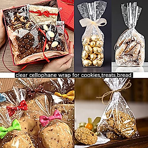 Giiffu 148Ft Clear Cellophane Wrap Roll (Folded 34''x148Ft) Irregular White Dot Florist Paper Wrapper 3 Mil Thicken Long Film Large Gift Wrapping Paper for Flower Gift Baskets Wrap